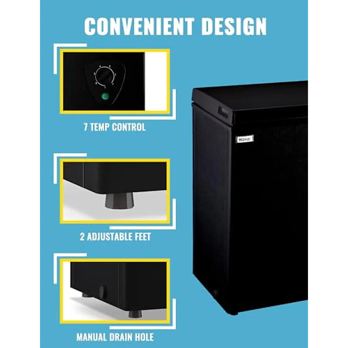 Chest Freezer 5.0 Cubic Feet Small Black Deep Freezers WANAI Mini Compact Home Machine 7 Thermostat Removable Basket Garage Dorm Apartment Kitchen Business