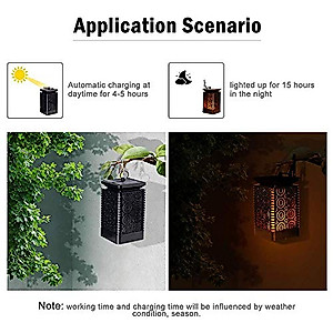 Solar Lantern Lights Dancing Flame Waterproof Outdoor Hanging Lantern Solar Powered Umbrella Led Night Lights Dusk to Dawn Auto on off Landscape Decorative for Garden Patio Deck Yard Path 2 Pack