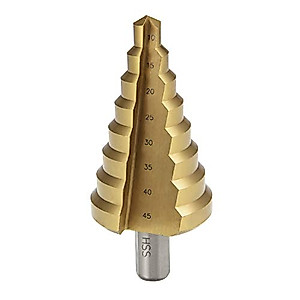 uxcell Step Drill Bit HSS 10mm to 45mm 8 Sizes Titanium Coated Straight Flutes Trilateral Shank for Metal Wood Plastic
