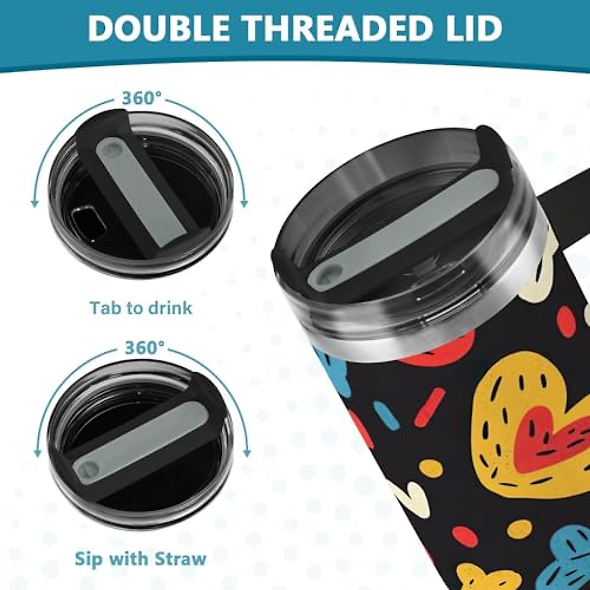 FRCSDIY Bones and Love Insulated Tumbler with Handle and Straw Lid,30oz Leakproof Stainless Steel Cup BPA-Free Water Bottle
