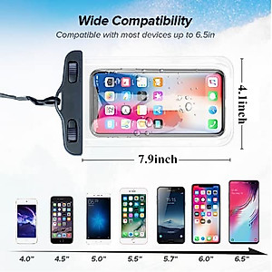 IPX8 Waterproof Phone Pouch Universal Waterproof Phone Case Dry Bag with Lanyard for Swimming Diving Compatible with iPhone 13/12/11 Pro XS MAX XR X 8 7 6 Plus & Samsung Phones 2 Pack (Black)
