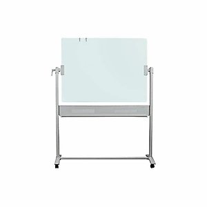 Quartet Easel, Magnetic, Glass Whiteboard, 4' x 3', Reversible, Portable, Flip Chart Holder, Infinity (ECM43G), Silver