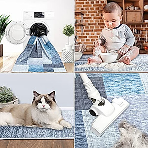 RUGSREAL Washable Area Rug for Living Room Contemporary Tile Trellis Floorcover Indoor Carpet Geometric Boho Trellis Distressed Accent Area Rugs for Bedroom, Home Office, Blue, 5 x 7 Feet