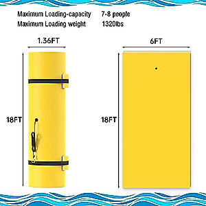 3 Layers XPE Foam Floating Mat Water Mat, 9/12 Ft Tear-Resistant Lily Pad Lilly Pad Water Matt, Lily Pad Floating Swim Mat for Lake, Ocean, Beach, River (Yellow, 9Ft X 6Ft)