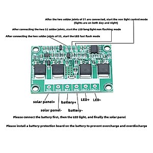 Hyuduo Solar Lamp Controller,10A 3.7V/7.4V/11.1V Solar Light Circuit Board Warning Flashing Adjustable Solar Lamp Controller Module Accessories 3.2V-18V,for Home Courtyard Garage Fence Deck,LED chip