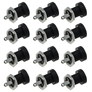 SQXBK 12PCS Power Round Jack DC 5.5x2.1mm DC Power Socket Panel Mount Nut Kit Electrical Plug Black