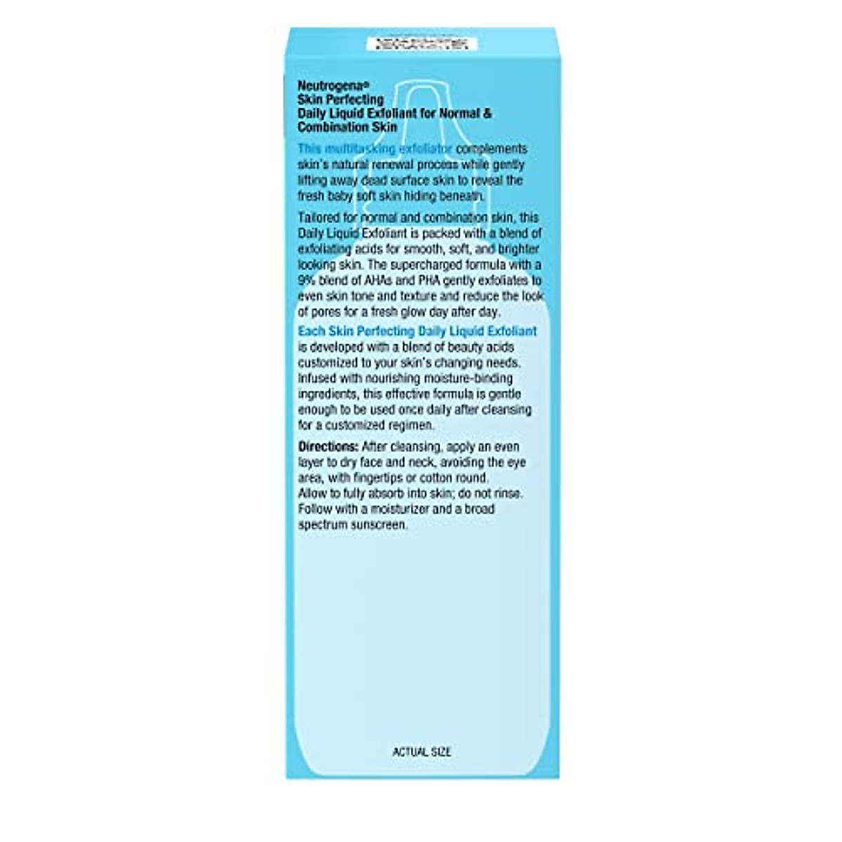 Neutrogena Skin Perfecting Daily Liquid Facial Exfoliant with 9% AHA/PHA Blend for Normal & Combination Skin, Smoothing & Brightening Leave-On Exfoliator, Oil- & Fragrance-Free, 4 fl. oz