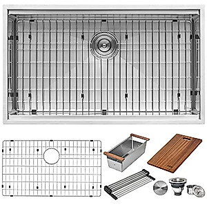 Ruvati 32-inch Workstation Ledge Tight Radius Undermount 16 Gauge Kitchen Sink Single Bowl - RVH8301
