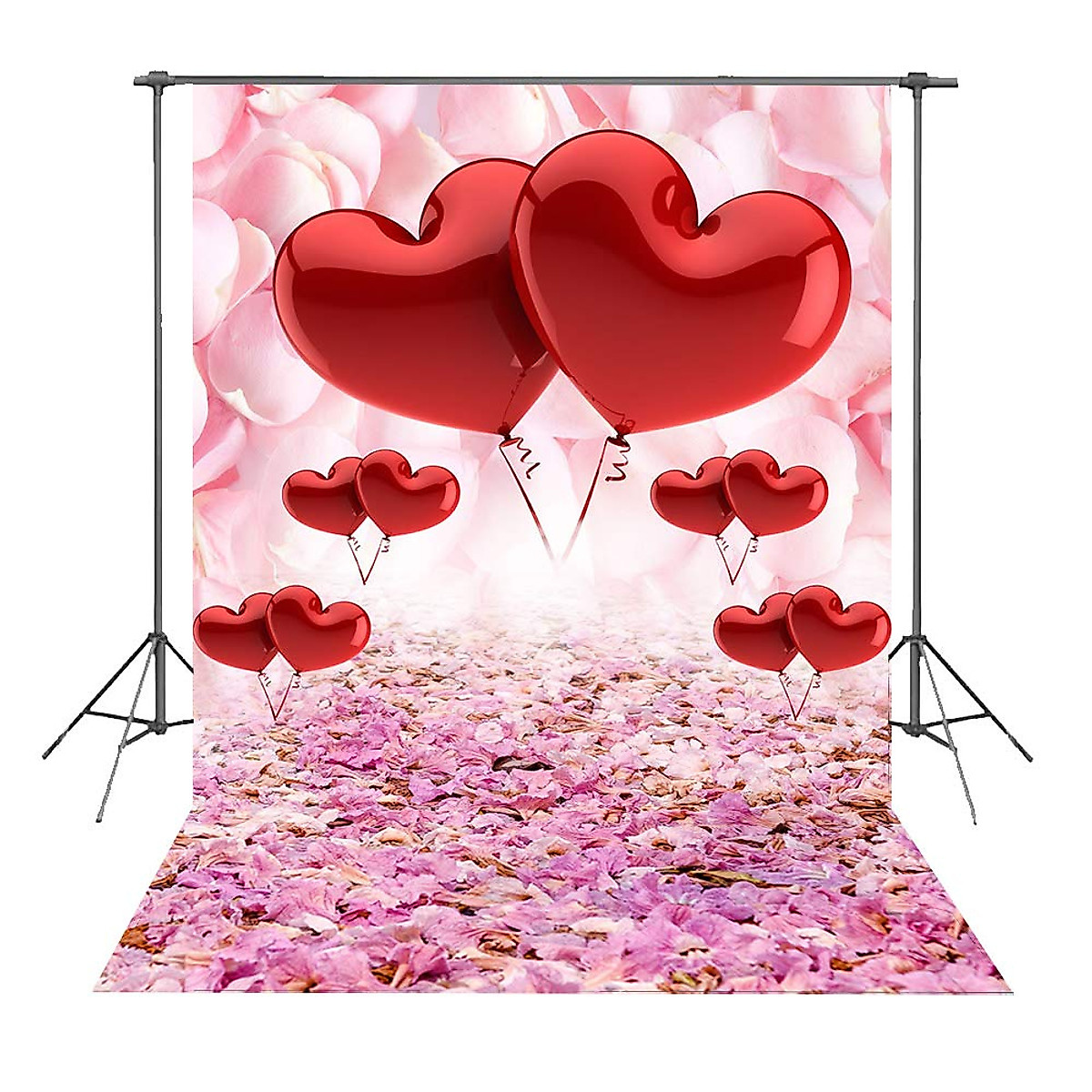Valentine's Day Love Heart Photography Backdrops 5x7ft Pink Rose Flowers Wedding Photo Background for Pictures Newborn Bridal Shower Birthday Party Banner Decor Mother's Day Photo Studio Props