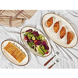 ONEMORE Large Serving Bowls and Platters Bundle - Microwave, Oven and Dishwasher Safe - Creamy White