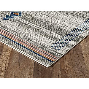 Abani Porto Collection 7'9" x 10'2" Southwestern Area Rug, Rectangular Turkish Beige & Blue Tribal Print Accent Rug Rugs