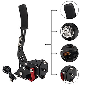 YESHMA 64 Bit USB Handbrake with Clamp PC Handbrake & Non-Contact Plus Hall Sensor Compatible With G25/27/29/920 T500 T300,Professional Gaming Peripherals using for Racing Games(Black With Clamp)