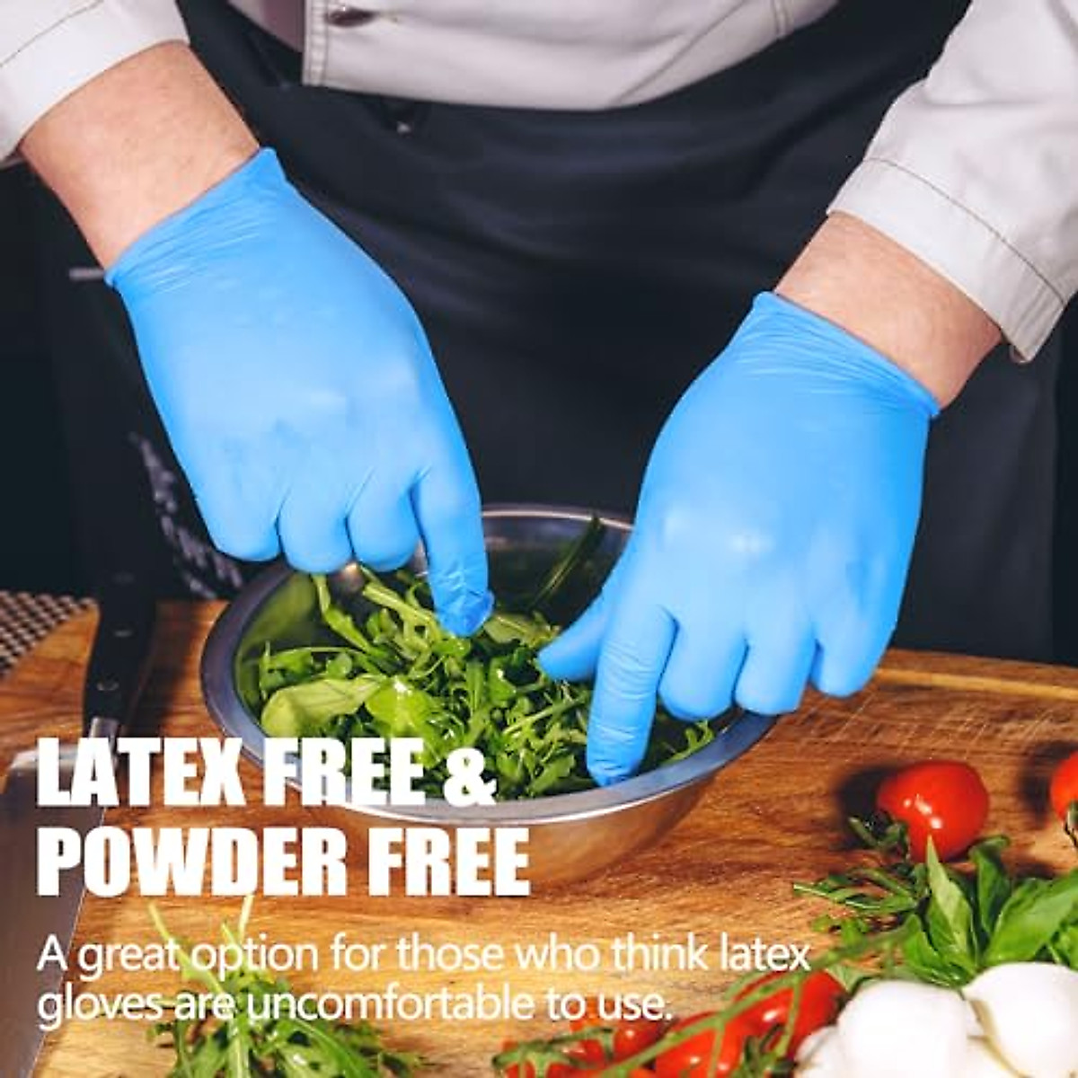 Amozife Nitrile Vinyl Blend Gloves, 4 Mil Powder & Latex Free Non-Sterile Disposable Gloves for Cooking, Cleaning & Food Prep, Medium