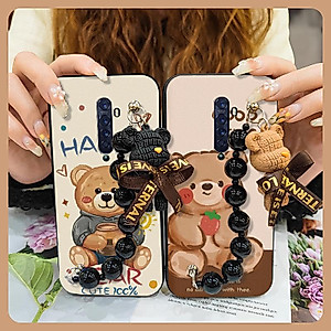 Lulumi-Phone Case for Oppo Reno2, Anti-Knock Protective case Waterproof Phone case Silicone Dirt-Resistant Skin-Friendly Feel Cartoon Black Pearl Pendant Simplicity Cute Soft case