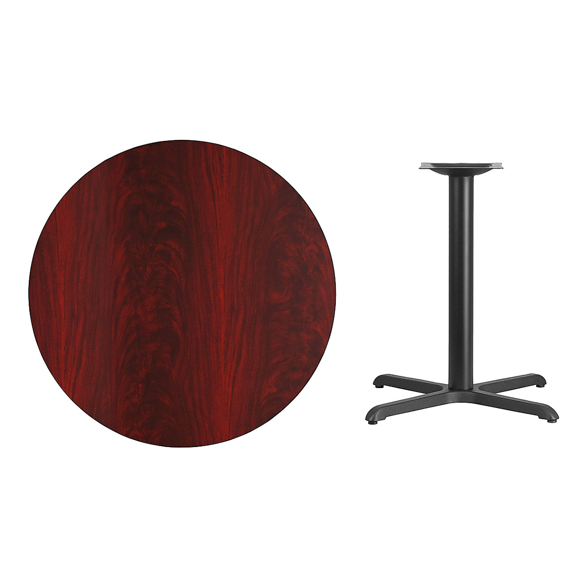 Flash Furniture Graniss 36'' Round Mahogany Laminate Table Top with 30'' x 30'' Table Height Base