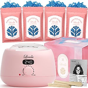 Lirava Digital Wax Warmer Kit for Hair Removal, Waxing Kit for Women Men, At Home Hard Wax Kit for Sensitive Skin Brazilian Facial Hair Body with 4 Bags Wax Beads Target All Types of Hair