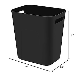 UUJOLY Plastic Small Trash Can Wastebasket, Garbage Container Basket for Bathrooms, Laundry Room, Kitchens, Offices, Kids Rooms, Dorms, 3.5 Gallon, Black