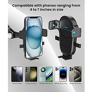 Karmus Rearview Mirror Phone Holder for Car, Rear View Mirror Phone Holder, Rotatable and Retractable Car Phone Holder Mount, Car Truck Essentials Accessories Compatible with All Cell Phones