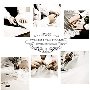 Unicra Bride Wedding Veil 1 Tier Long Bridal Cathedral Tulle Hair Accessories with Comb Wedding Veil Comb for Brides (59" W-118 L, Ivory)