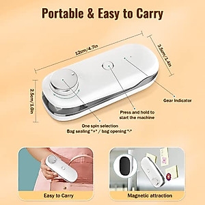 Ansook Mini Bag Sealer with Cutter 2 in 1 Heat Sealers, Portable Food Sealer Mini Sealing Machine Kitchen for Food Storage, Plastic Bag, 3 Adjustable Gears Chip Bag Sealer.