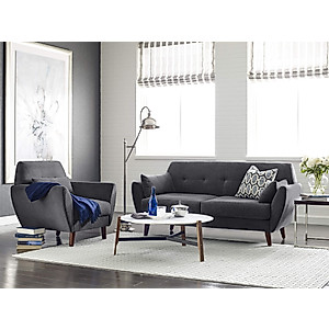 Serta Artesia Collection Midcentury Modern Sofa with Tapered Legs, Easy to Clean, Microfiber Couch Fabric, Durable Hardwood Construction, 61" Loveseat, Dark Gray