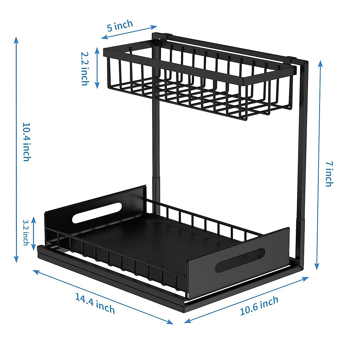 Under Sink Organizers and Storage - ZeJlo Metal 2 Tier Rustproof Under Cabinet Storage - Sliding Kitchen Sink Organizer for Kitchen Bathroom