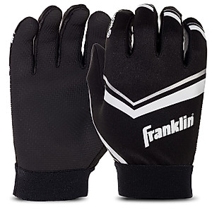 Franklin Sports Youth Football Receiver Gloves - Shoktak Youth Gloves - Kids Football Receiver Gloves - High Grip Football Gloves for Kids - Black - Youth Medium