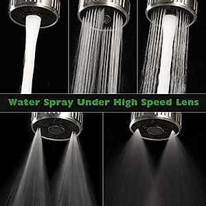 Faucet Sprayer Attachment, Big Angle Swivel Kitchen Faucet Aerator,Sink Faucet Head Replacement, 5 Spray Models, 55/64-27UNS Famale Thread, Male Thread Adapter included, Brushed Nickel