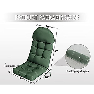 COSNUOSA Rocking Chair Cushion High Back Adirondack Chair Cushion Waterproof Patio Cushions for Outdoor Furniture Dark Green