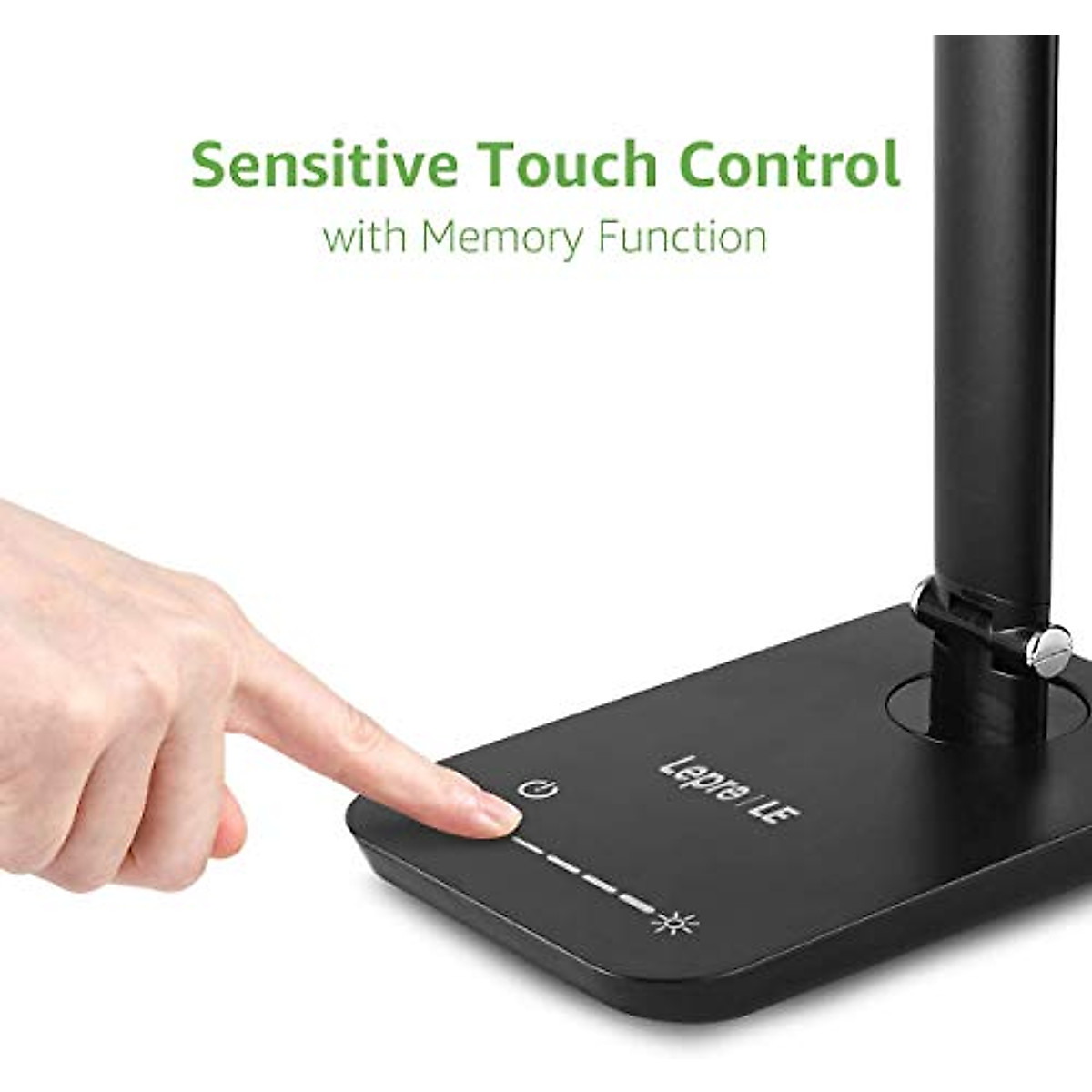 LE Dimmable LED Desk Lamp, 7-Level Brightness Adjustable, Soft Touch Dimmer, Daylight White, Eye Care Natural Light, High Intensity Office Task Lamp for Reading, Study, Computer Work and More (Black)