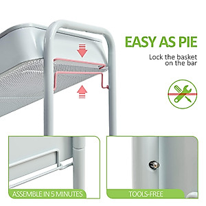 TOOLF 3 Tier Rolling Cart, Metal Utility Cart with Wheels & Wooden Top, Diaper Organizer Cart, Rolling Craft Storage Cart, Serving Trolley Cart for Kitchen, Office, Bathroom, Baby Nursery, Green