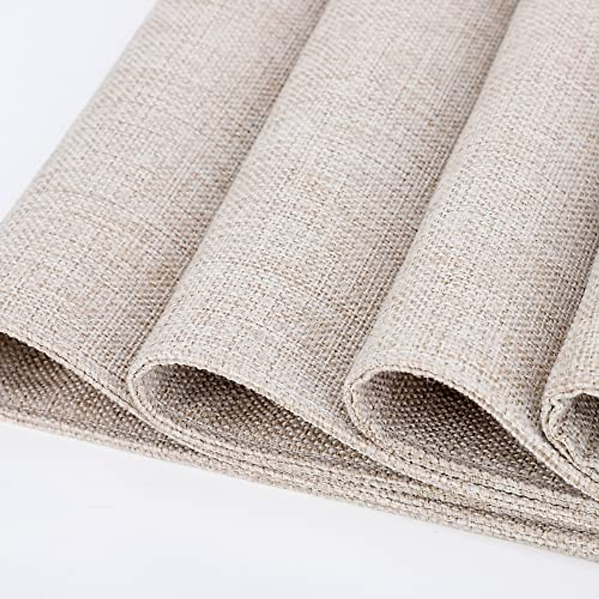 SLKQG Cloth Placemats Set of 6 - Double Thickened Easy to Clean Linen Style Fabric Placemats - Machine Washable Placemats- Heat Resistant Non-Slip Table Mats - 17.7x11.8 Inch(Linen, 6pcs)