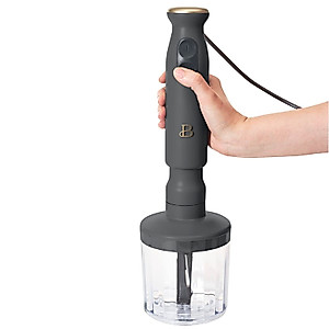Beautiful Immersion Blender with 500ml Chopper and 700ml Measuring Cup, by Drew Barrymore (Oyster Gray)