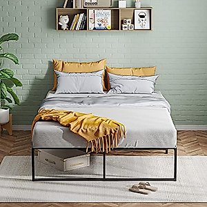 Amyove Platform Bed Frame Full Size, Metal Bed Frame 13" with 3 in 1 Steel Support, Heavy Duty Metal Platform Bed Frame No Box Spring Needed Mattress Foundation Easy to Assemble, Black (A-PBF-FULL3)