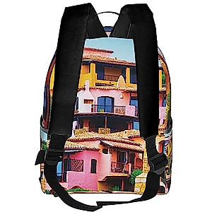BAFAFA mountain village Printed Travel Backpack Business Work Bag Computer Bag Outdoor Sports Rucksack