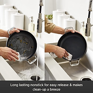 All-Clad HA1 Hard Anodized Nonstick Sauteuse Pan with Acacia Trivet and Spoon 4 Piece, 4 Quart Induction Oven Broiler Safe 500F, Lid Safe 350F Pots and Pans, Cookware Black