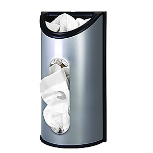 Greenco Plastic Bag Saver, Holder and Dispenser, Wall Mount Brushed Stainless Steel Storage Solution with an Extra Wide Opening for Easy Access to Grocery Bags, Trash Bags, Shopping Bags