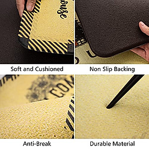 Kitchen Mat Set of 2 Farmhouse Anti Fatigue Floor Mat,Rooster Buffalo Plaid Sunflowers Kitchen Rug Sets PVC Leather Waterproof & Non-Slip Comfort Standing Mats for Kitchen,Sink,Office,Laundry