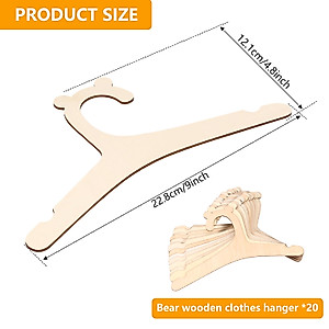 20Pcs Cute Little Kids Hangers,9 inch Creative Wooden Kids Hangers,Baby Hangers for Closet,Smooth Newborn Hangers for Baby Toddler Kids Clothes Dress Pants