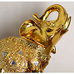 Dalax- 8"(H) Elephant Statue Figurines Home Decor Trunk Facing Upwards Lucky Figurine Living Room Office Decorations Ornaments Statues Gift Set