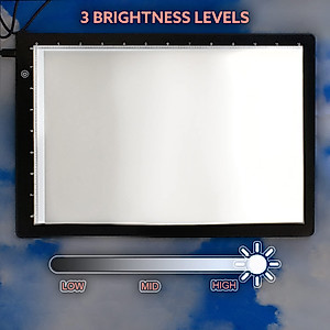 Picture/Perfect Professional Light Box for Tracing - Ultra Thin Portable LED Light Pad, 3 Level Brightness Advanced Filter to Prevent Eye Fatigue, Includes Tracing Paper, A4 9x13 Inch