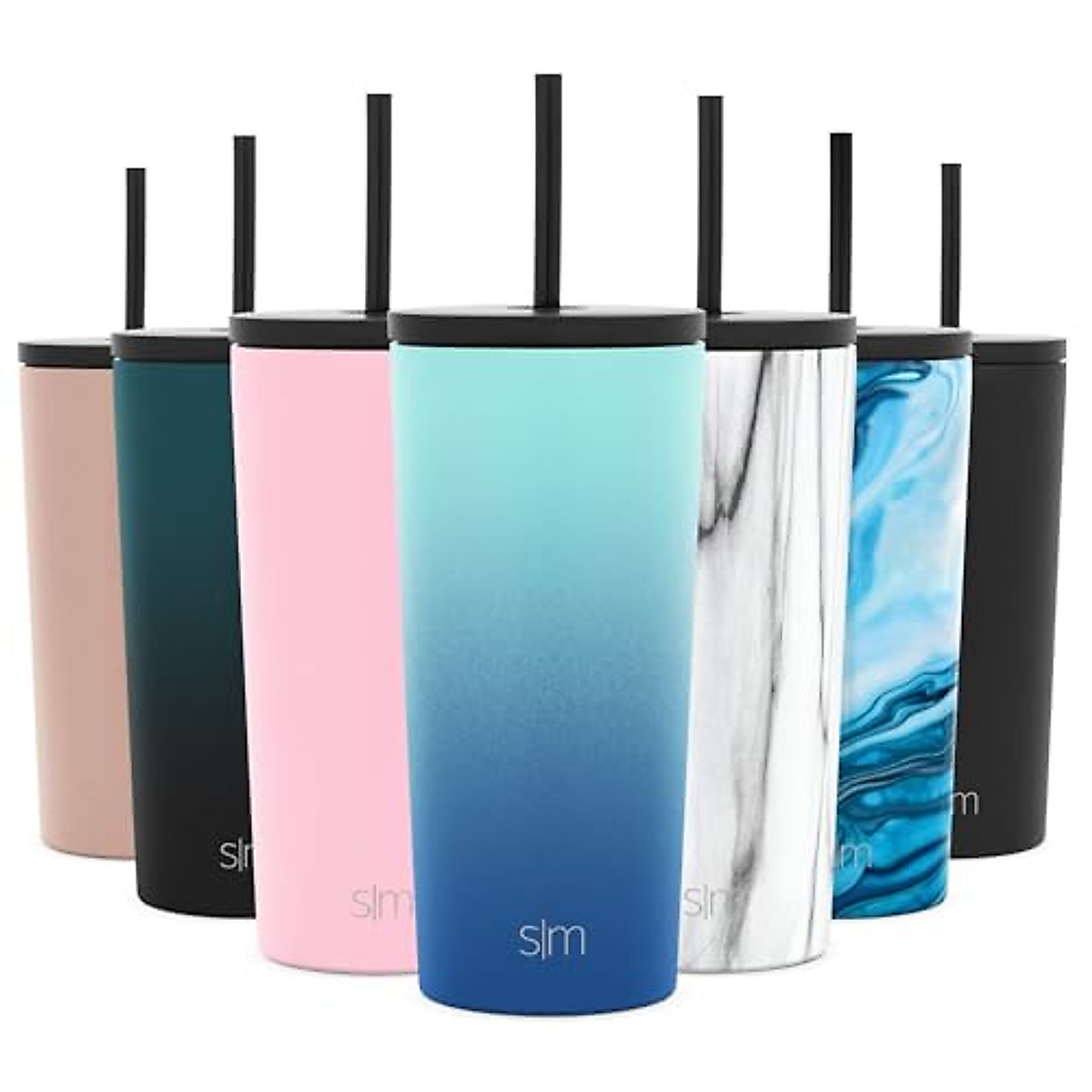 Simple Modern Insulated Tumbler with Lid and Straw | Iced Coffee Cup Reusable Stainless Steel Water Bottle Travel Mug | Gifts for Women Men Her Him | Classic Collection | 20oz | Pacific Dream