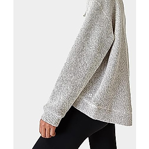Sweaty Betty Women's Restful Boucle Textured Half Zip Pullover Sweatshirt Light/Pastel Grey