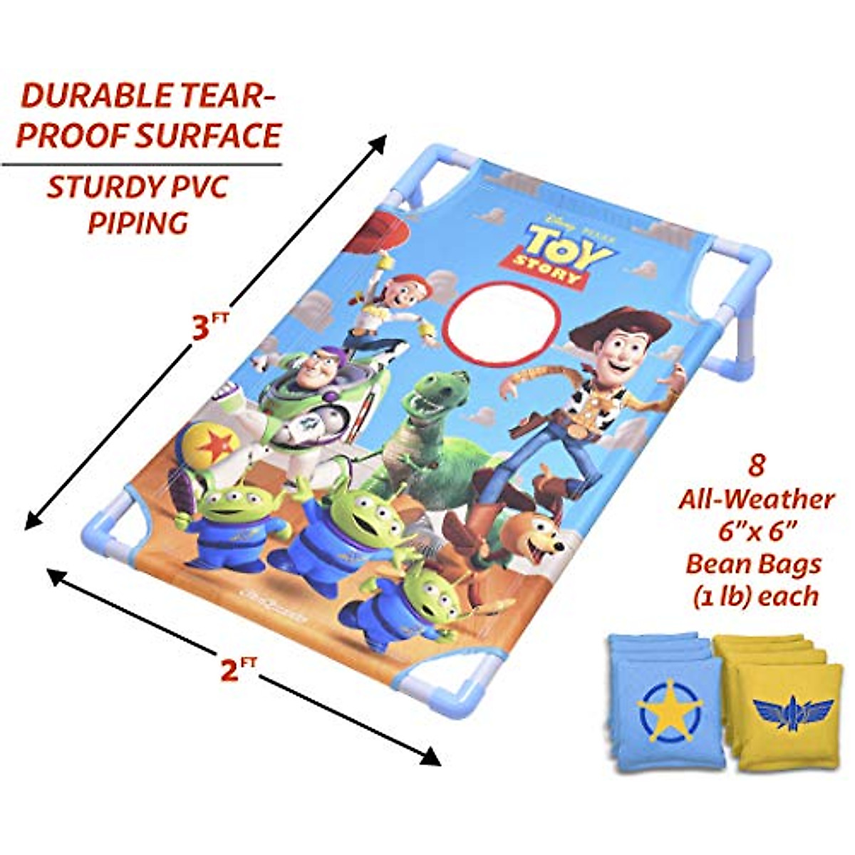 Disney Pixar Bean Bag Toss Game Set by GoSports Includes 8 Bean Bags with Portable Carrying Case - Frozen, Cars, Finding Nemo, Toy Story