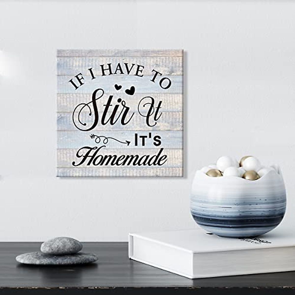 Lameila Funny Kitchen Sign Inspirational Wall Art Prints Canvas Painting Rustic If I Have to Stir It It's Homemade Positive Print Country Home Decor 8" x 8"