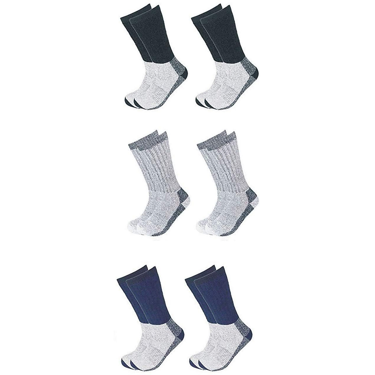 Diamond Star Merino Wool Socks 6 Pairs Thermal Socks Insulated for Cold Weather Winter Socks For Men & Women 10-13 (2 Black, 2 Navy, 2 Grey)