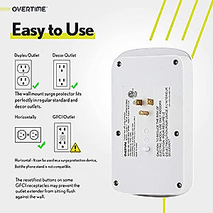 6 Outlet Extending Surge Protector, Multi Outlet Extender Wall Adapter with 4 USB Fast Charging Ports, 6 AC Outlets, Phone Mount, 1200J Surge Protection, ETL Certified (2-Pack, White)