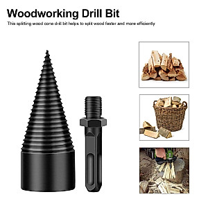 ULTECHNOVO Wood Splitting Drill Bit Firewood Chopper Drill Bits Firewood Log Splitter Heavy Duty Wood Drill Screw Cone Driver Kindling Splitter for Electric Drill 42mm 3pcs