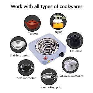 Compact and Portable Countertop Burner- Countertop Single Coiled Burner 1000 Watts Electric Hot Plate Temperature Controls White