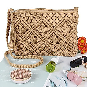 LUI SUI Women’s Handwoven Crossbody Purse Summer Beach Clutch Purses Woven Handmade Shoulder Handbag